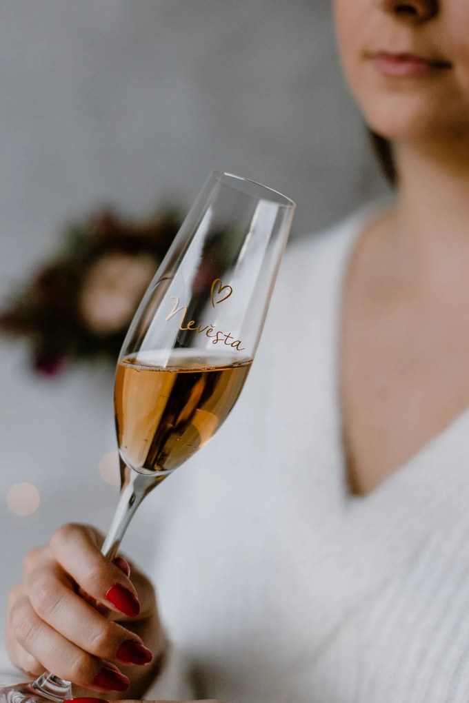Bella Rose Sklenice na sekt Nevěsta, zlatá barva, čirá barva, sklo, 250 ml