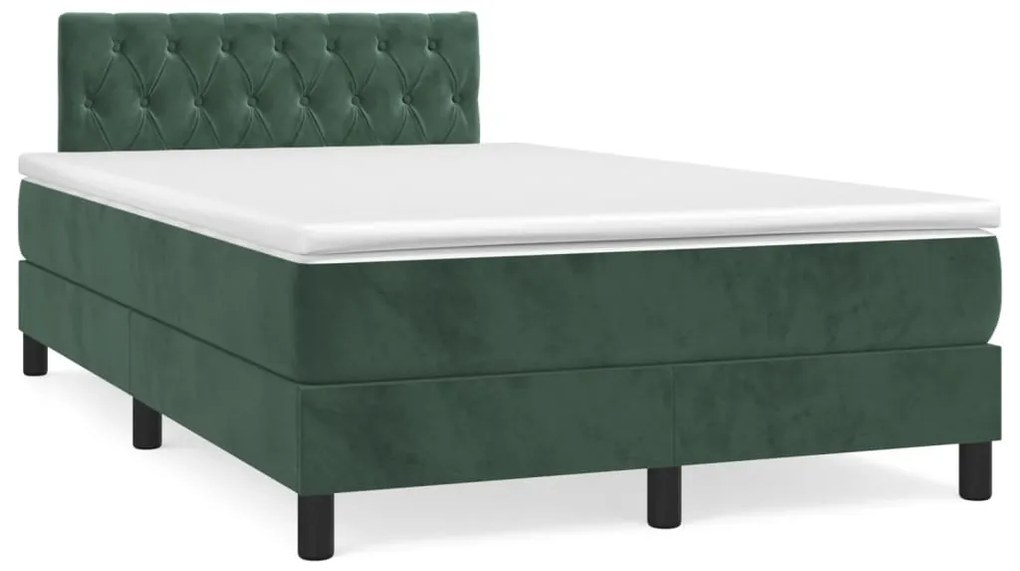 Box spring postel s matrací tmavě zelená 120x190 cm samet 3269858