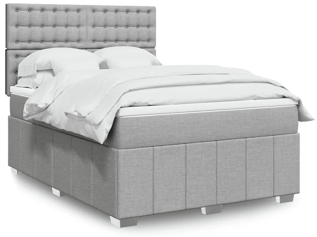 Box spring postel s matrací světle šedá 140 x 200 cm textil 3291705