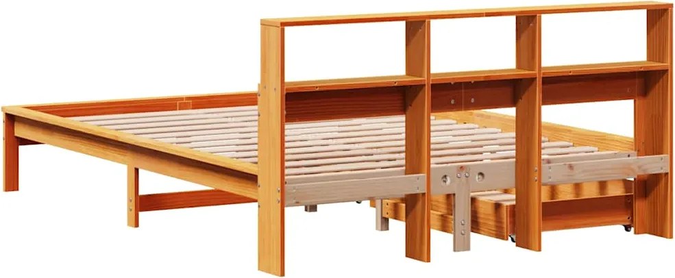 Postel s knihovnou bez matrace 150 x 200 cm masivní borovice 3309808