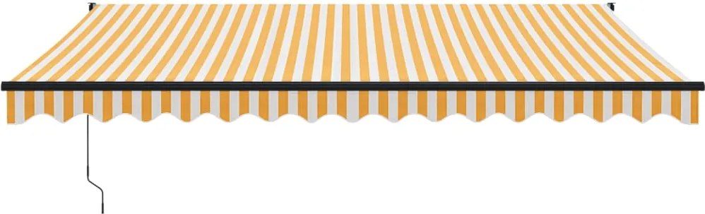 Zatahovací markýza žlutá a bílá 4,5 x 3 m textil a hliník 3154459
