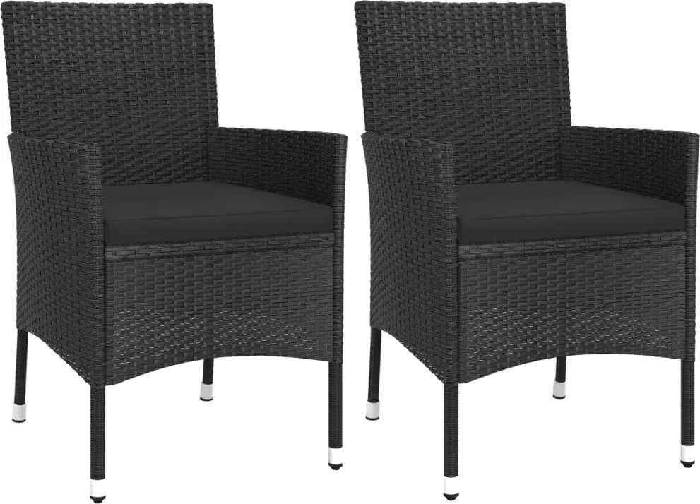 3dílný zahradní bistro set s poduškami černý polyratan 3187416