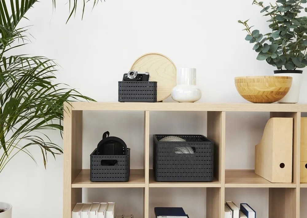 Rotho Úložný box COUNTRY čtvercový 14L - antracit