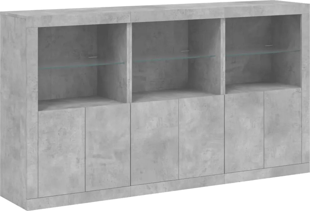 Příborník s LED osvětlením betonově šedý 181,5 x 37 x 100 cm 3209152