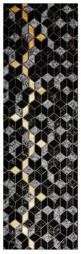 Hans Home | Běhoun Gloss 400B 86 3D geometric black/gold - 70x200