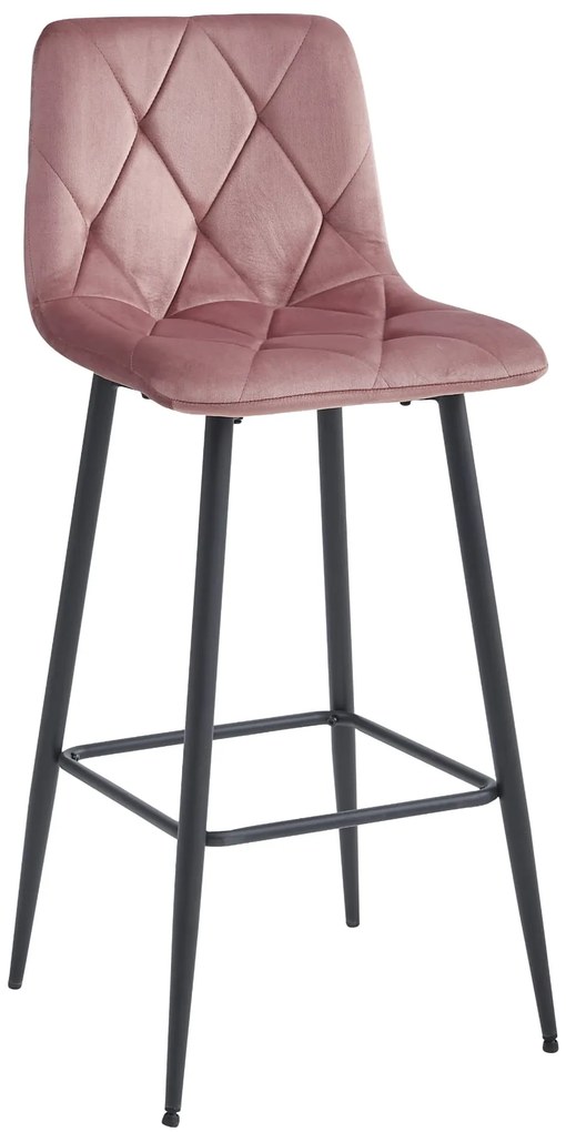 Tmavě růžová barová židle NADO VELVET s černými nohami