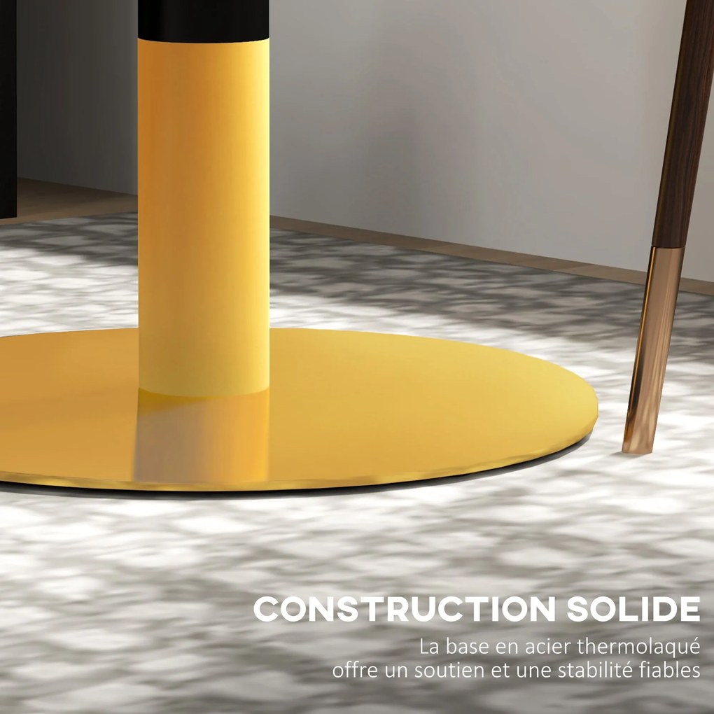 HOMCOM Kulatý Barový Stůl Bistro Stůl Vysoký Jídelní Stůl Moderní Styl Ocelový Rám rozměry 60Š x 60H x 102V cm Černý