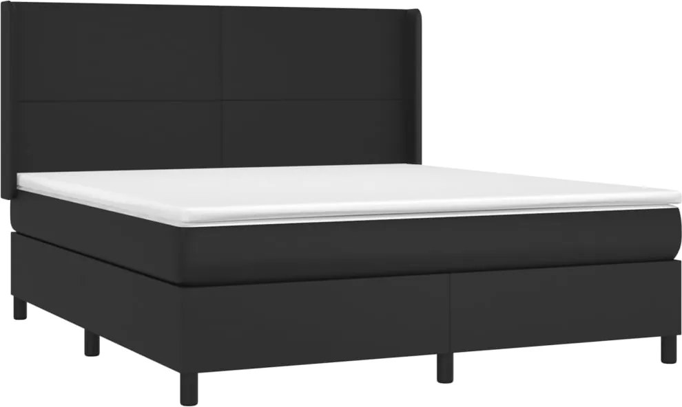 Box spring postel s matrací a LED černá 180x200 cm umělá kůže 3139277