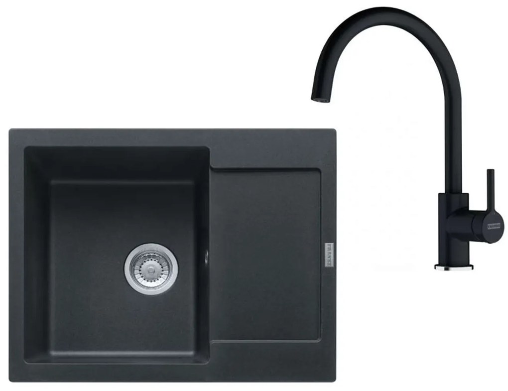Franke - Kuchyňský set G275O, fragranitový dřez MRG 611-62 a baterie FC 6018.071, onyx 114.0700.792
