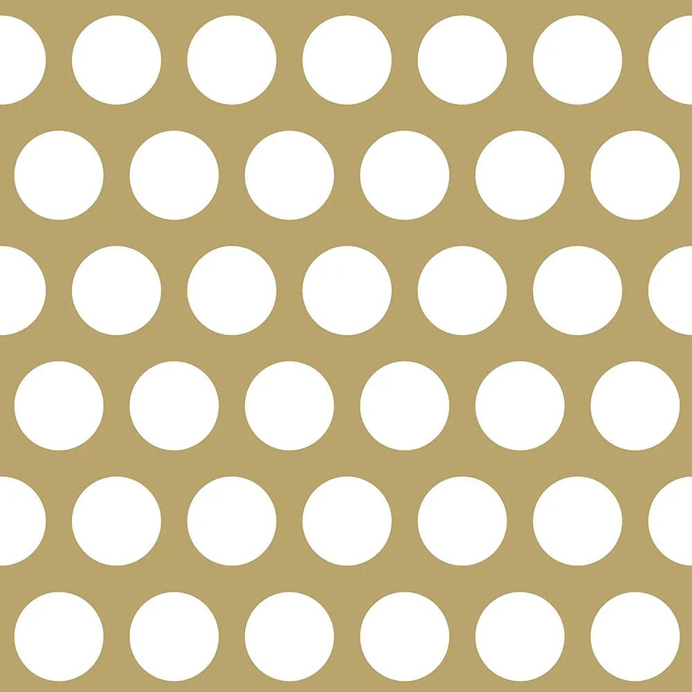 Esta Home Zlatá vliesová tapeta s bílými puntíky 139116 rozměry 0,53 x 10,05 m