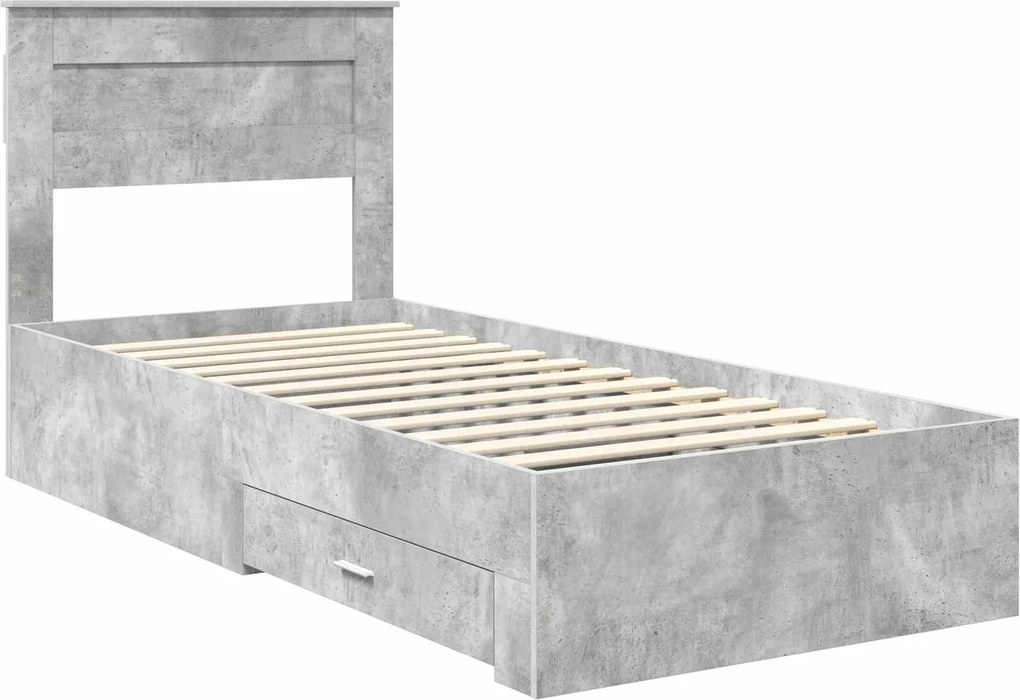 Rám postele s čelo Betonově šedá 90 x 190 cm Kompozitní dřevo 3410030