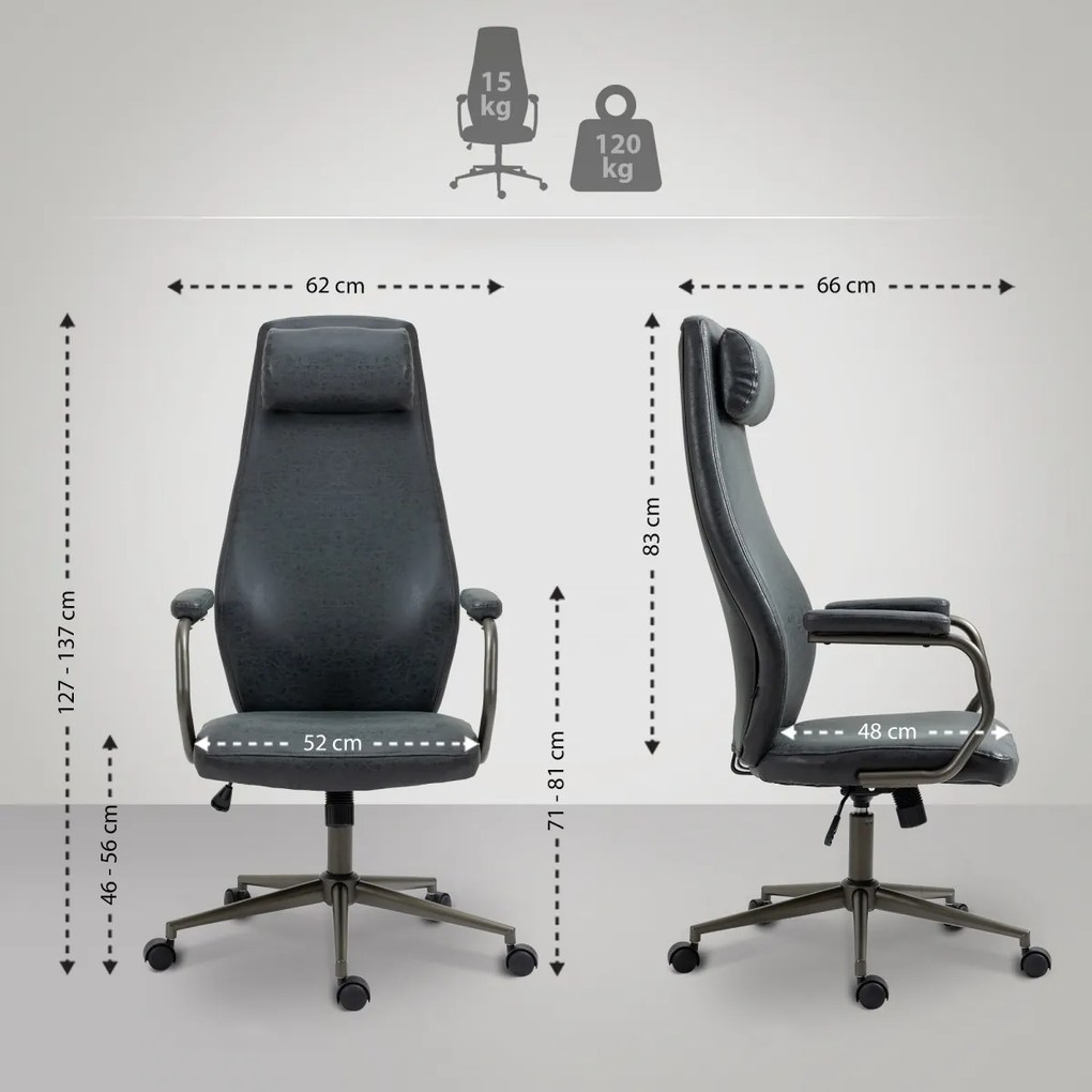 Kancelářská židle Pocatello v industriálním stylu - koženka - Černá antik