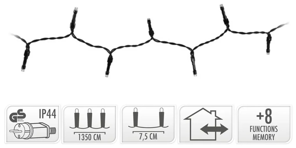 Vánoční světýlka 13,5 m/180 led studená bílá