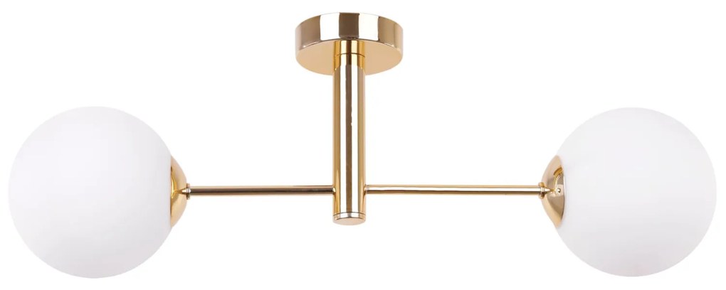 Light for home - Elegantní Stropní Svítidlo se Zlatým Provedením a Bílými Foukanými Stínidly "VICENZA", 2x40W, E14, Zlatá