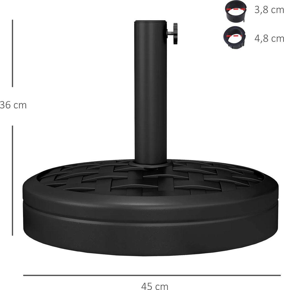 Outsunny Betonový stojan na slunečník 18 kg stojan na slunečník, kulatý držák na slunečník 32/38/48 mm černý