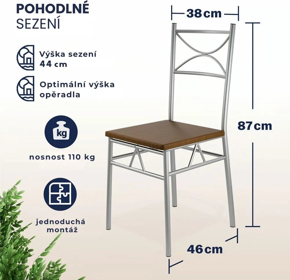 Jídelní set PAUL, 5-dílná, tmavý dub Casaria