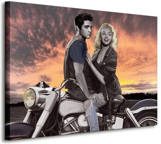 Obraz na plátně Elvis Presley a Marilyn Monroe Motorka M. Nelson Joshua 80x60cm WDC90490