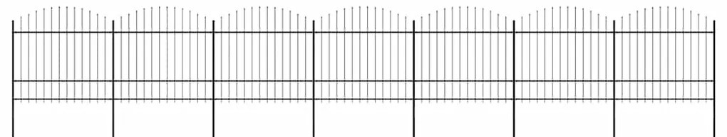 Zahradní plot s kopím nahoře ocelový 1172 x 175 cm černý 277745