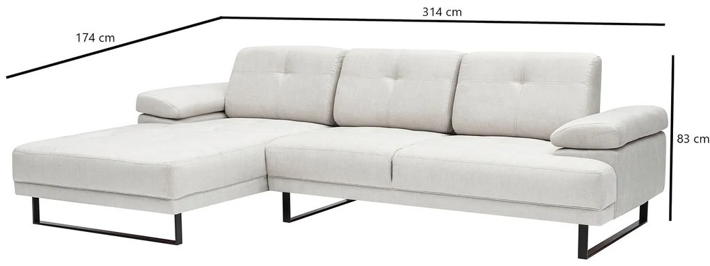 Designová rohová sedačka Vatusia 314 cm béžová - levá
