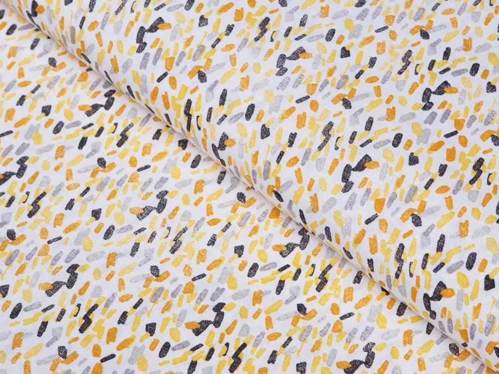Biante Dekorační běhoun na stůl Leona LN-045 Žlutošedé čárky na bílém 20x140 cm