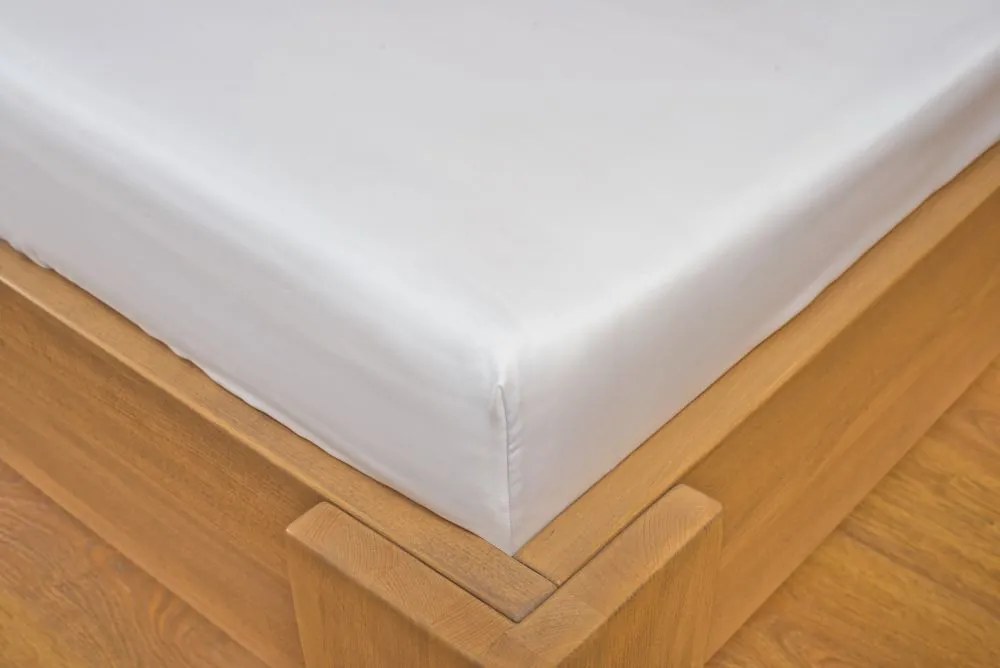 Kvalitex Luxusní Saténové prostěradlo bílé  Bavlna Satén, 90x200+15 cm