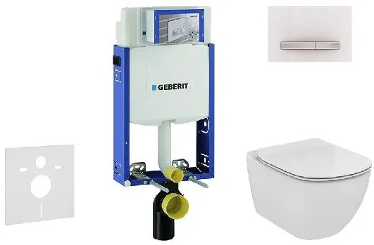 Geberit Kombifix - Modul pro závěsné WC s tlačítkem Sigma50, alpská bílá + Ideal Standard Tesi - WC a sedátko, Aquablade, SoftClose 110.302.00.5 NU8