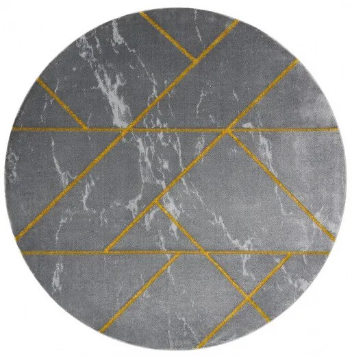 Dywany Łuszczów, Kusový koberec Emerald geometric 1012 grey and gold kruh, 120x120 (průměr) kruh, šedá, chodba / předsíň