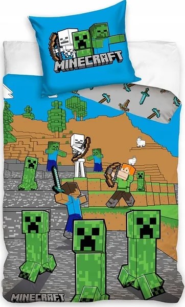 Carbotex dětské povlečení bavlna Minecraft Time to Mine 140x200, 70x90 cm