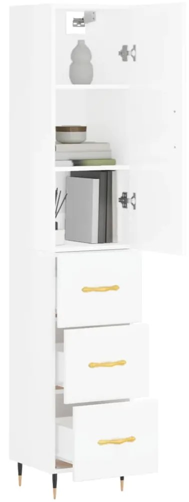 Skříň highboard bílá s vysokým leskem 34,5x34x180 cm kompozit,  3198835