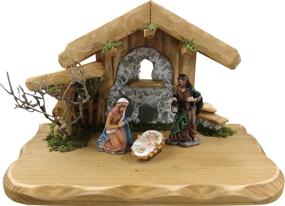 AMADEA Dřevěný betlém BEZ FIGUREK 28 cm, český výrobek