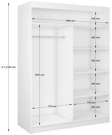 Kvalitní Šatní Skříň Debora 160 cm Bílá