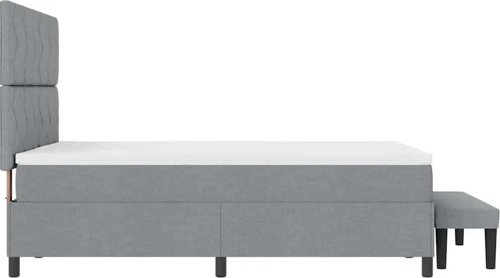 Postel s boxspringem s čelo Světle šedá 160 x 200 cm textil 3344156