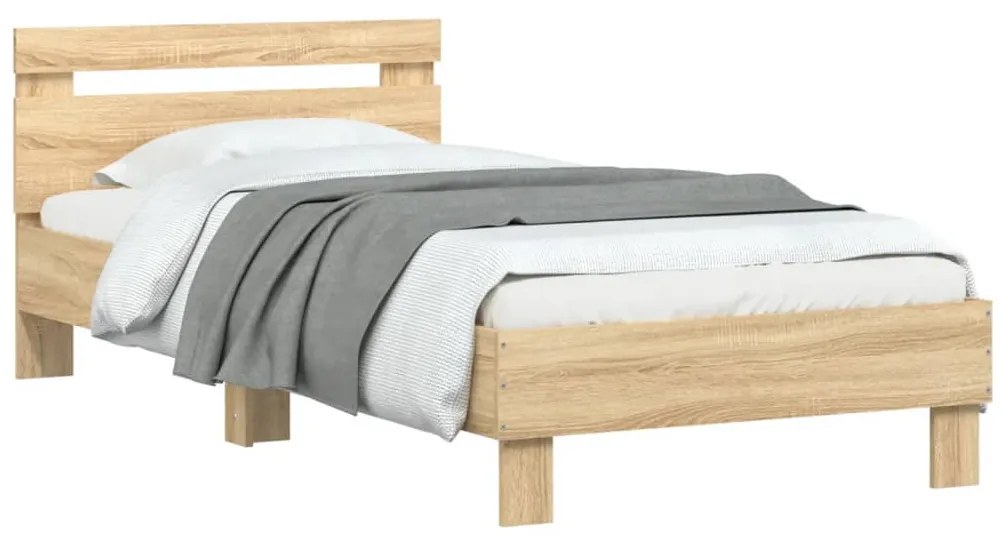 Rám postele s čelem dub sonoma 75 x 190 cm kompozitní dřevo