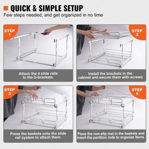 2-vrstvý 40,6 cm š × 53,3 cm D výsuvný organizér do skříňky