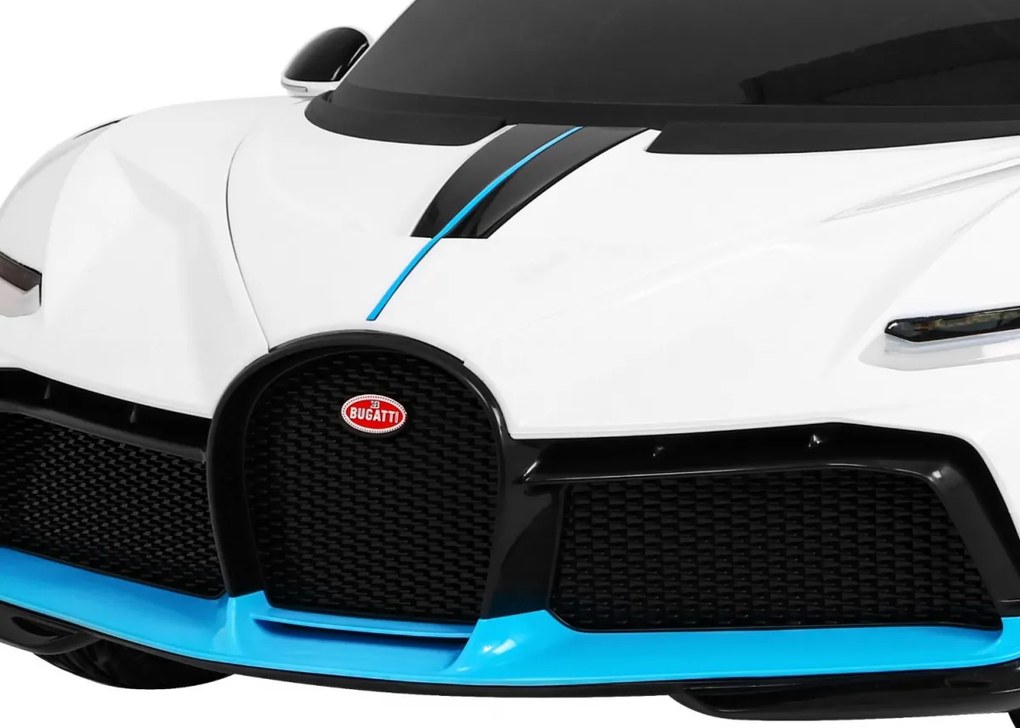Ramiz Dětské autíčko na baterie Bugatti Divo bílé + dálkové ovládání + EVA kola + pomalý start + LED + MP3