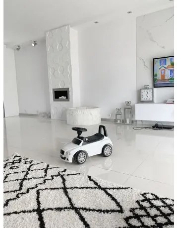 koberec BERBER SAFI N9040, bílo černý střapce, Maroko Shaggy velikost 80x300 cm | krásné koberce cz