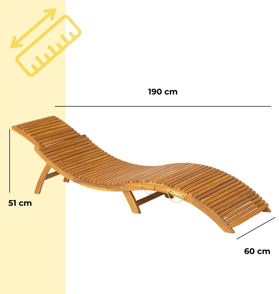 Zahradní lehátko FLORIDA, skládací, 57x190x51cm, přírodní hnědá Casaria