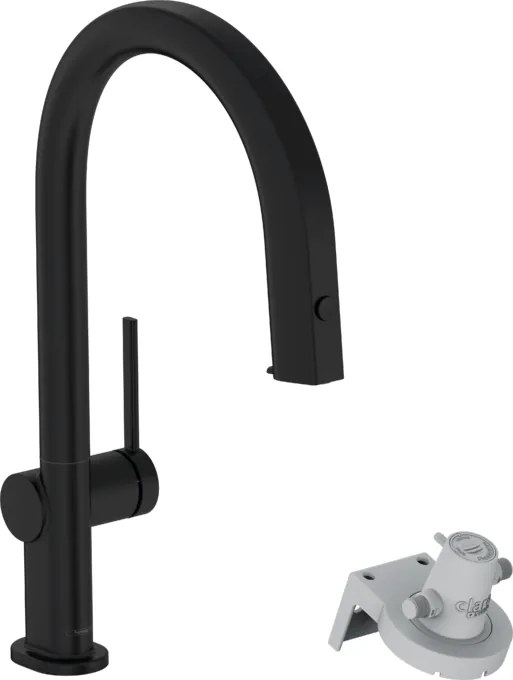 Hansgrohe Aqittura M91 - FilterSystem 210, vytahovací výtok, 1jet, černá matná 76803670