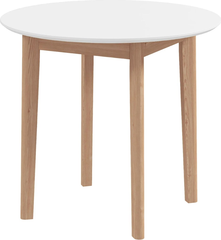 HOMCOM Jídelní stůl, Kulatý stůl do kuchyně pro 2 osoby, Jídelní stůl v country stylu, do obývacího pokoje, Masivní dřevo, Ø75 x 76 cm, Bílá | Aosom