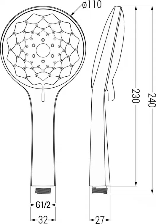 Mexen příslušenství - R-74 Ruční sprcha, 3-funkční, černá, 79574-70