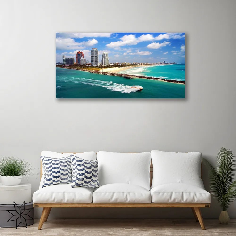 Obraz na plátně Moře Pláž Město Krajina 120x60 cm