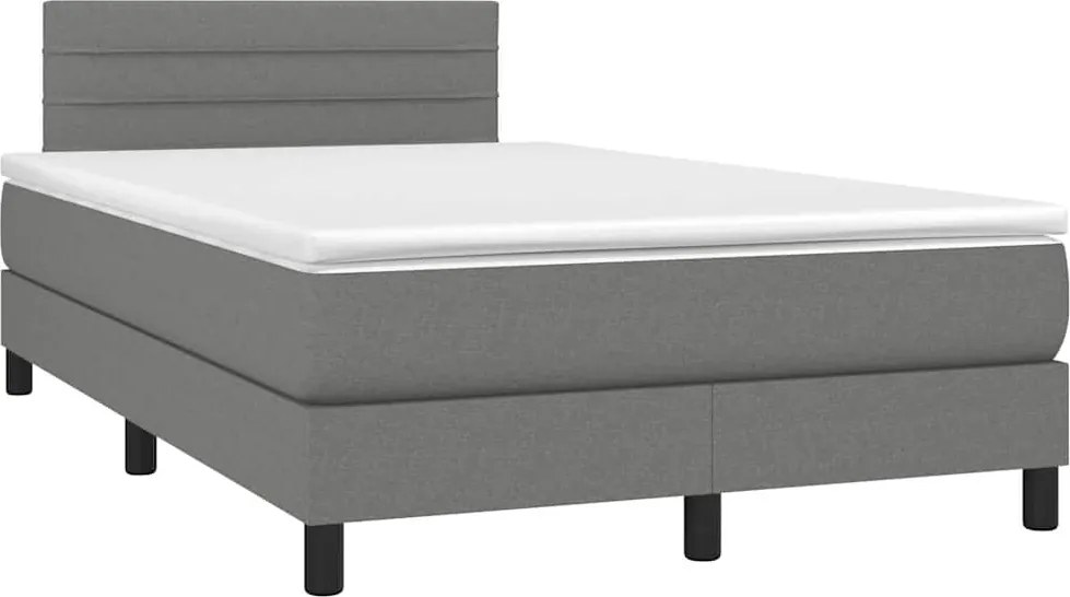 Box spring postel s matrací a LED tmavě šedá 120x200 cm textil 3133222