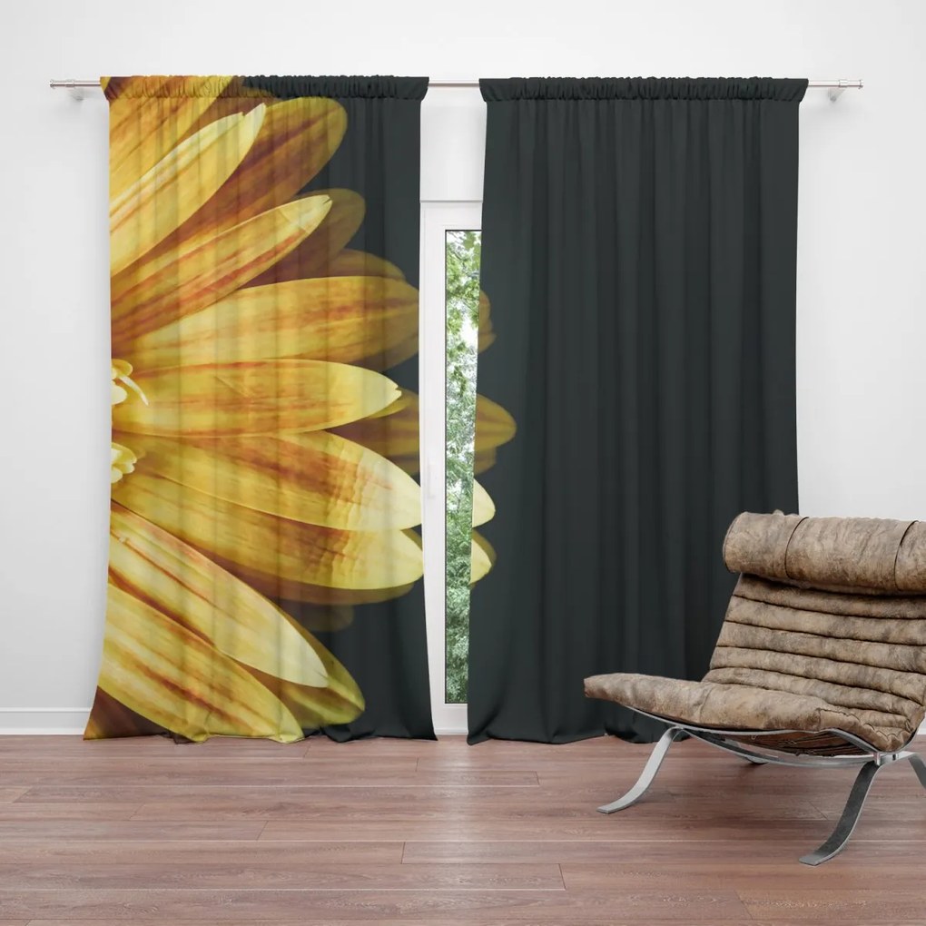 Sablio Závěs žlutá gerbera: 2ks 140x250cm