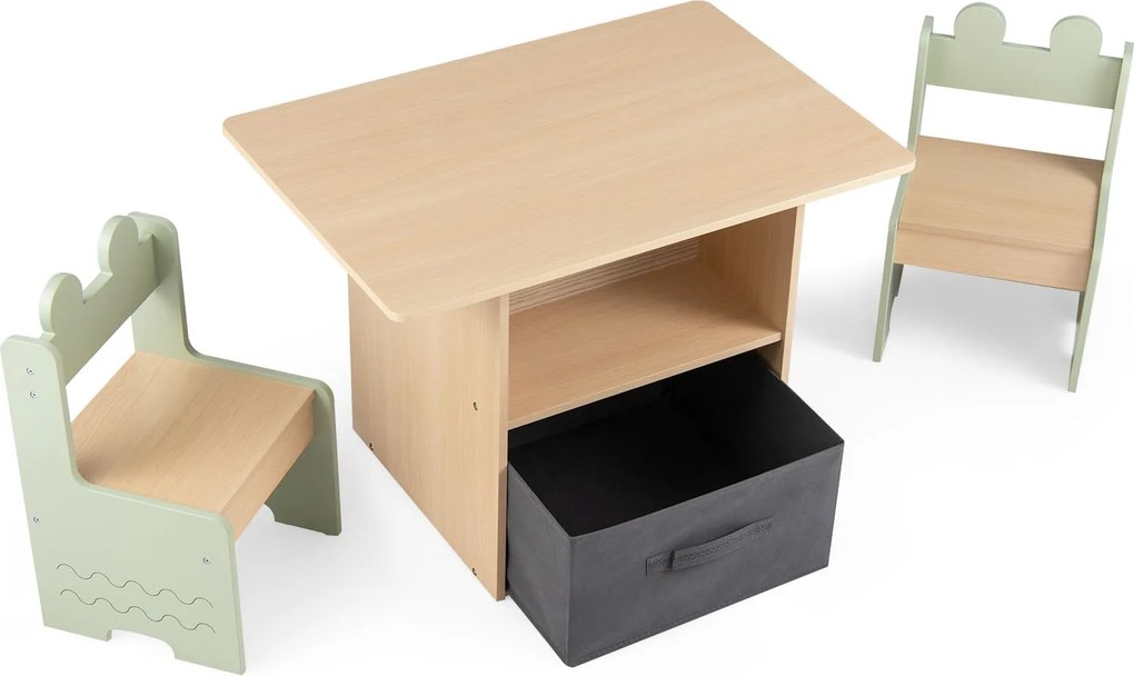 Costway Dětský stůl s 2 židličkami ve tvaru krokodýla 3 PCS. Dětské sezení