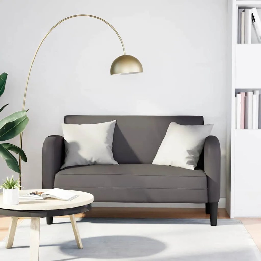 Loveseat Sofa šedá 110 cm umělá kůže