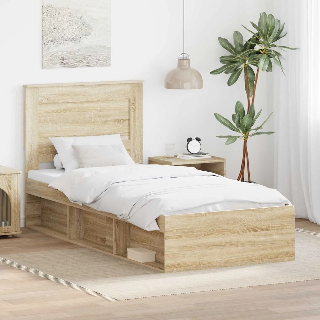 Rám postele s čelo Sonoma dub 75 x 190 cm Masivní borové dřevo 3410146