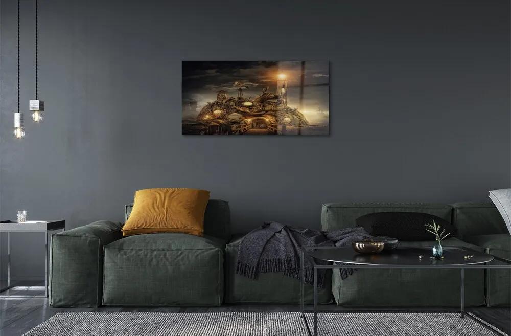 Obraz na skle Lucerna mraky plavidel 140x70 cm