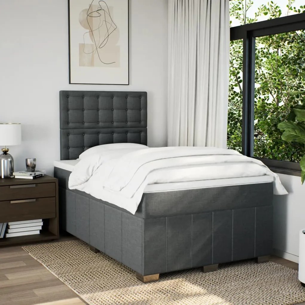 Box spring postel s matrací tmavě šedá 120x190 cm textil 3293922