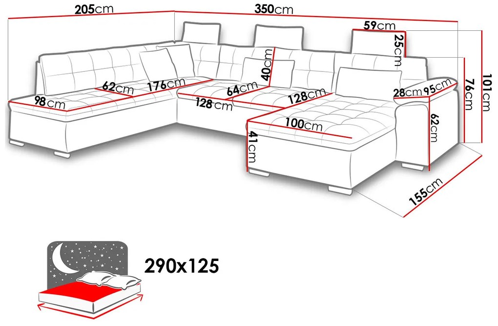 Luxusní sedací souprava do U Paramo, žlutá Uttario Velvet, pravá