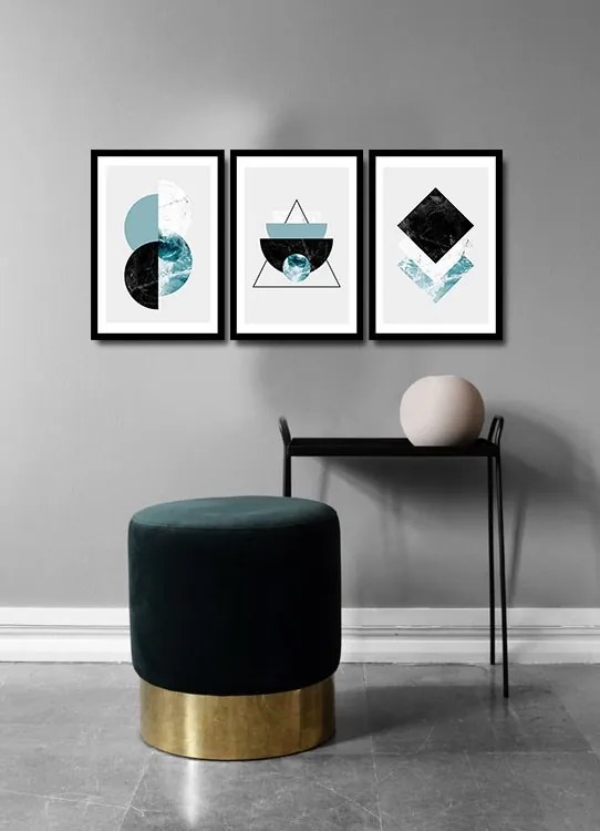 Kalune design Set 3 obrazů v černém rámu GEOMETRY 841APY3102